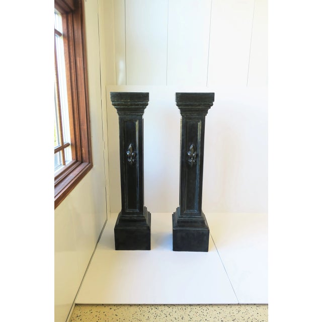Black Columns Pillar Pedestal Plaster Stands With French Fluer De Lis ...