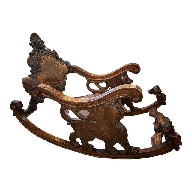 Antique Venetian Italian Circa 1850 Hand Carved Fruitwood Leather ...