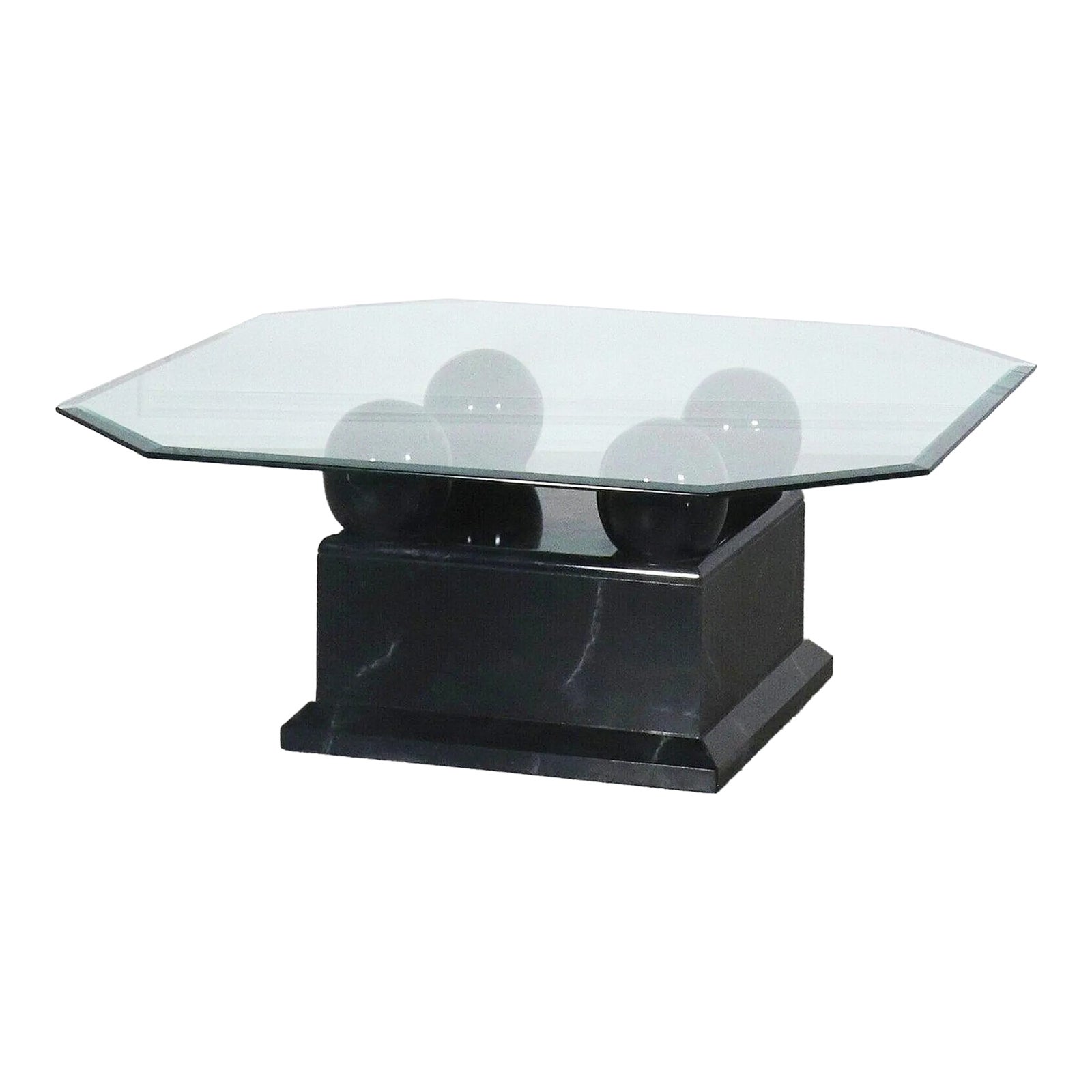 Modern Faux Black Marble Sphere Coffee Table | Chairish