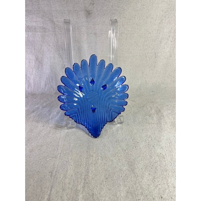 Vintage Blue Glass Shell Shaped Bowls- Set of 3 | Chairish