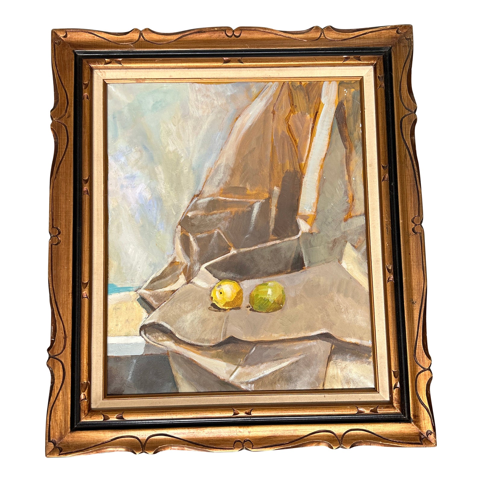 1950’s Original Abstract Still Life With View Painting on Canvas | Chairish