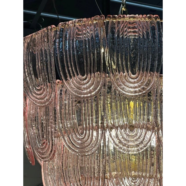 Modern Pink Murano Glass Waterfall Chandelier | Chairish