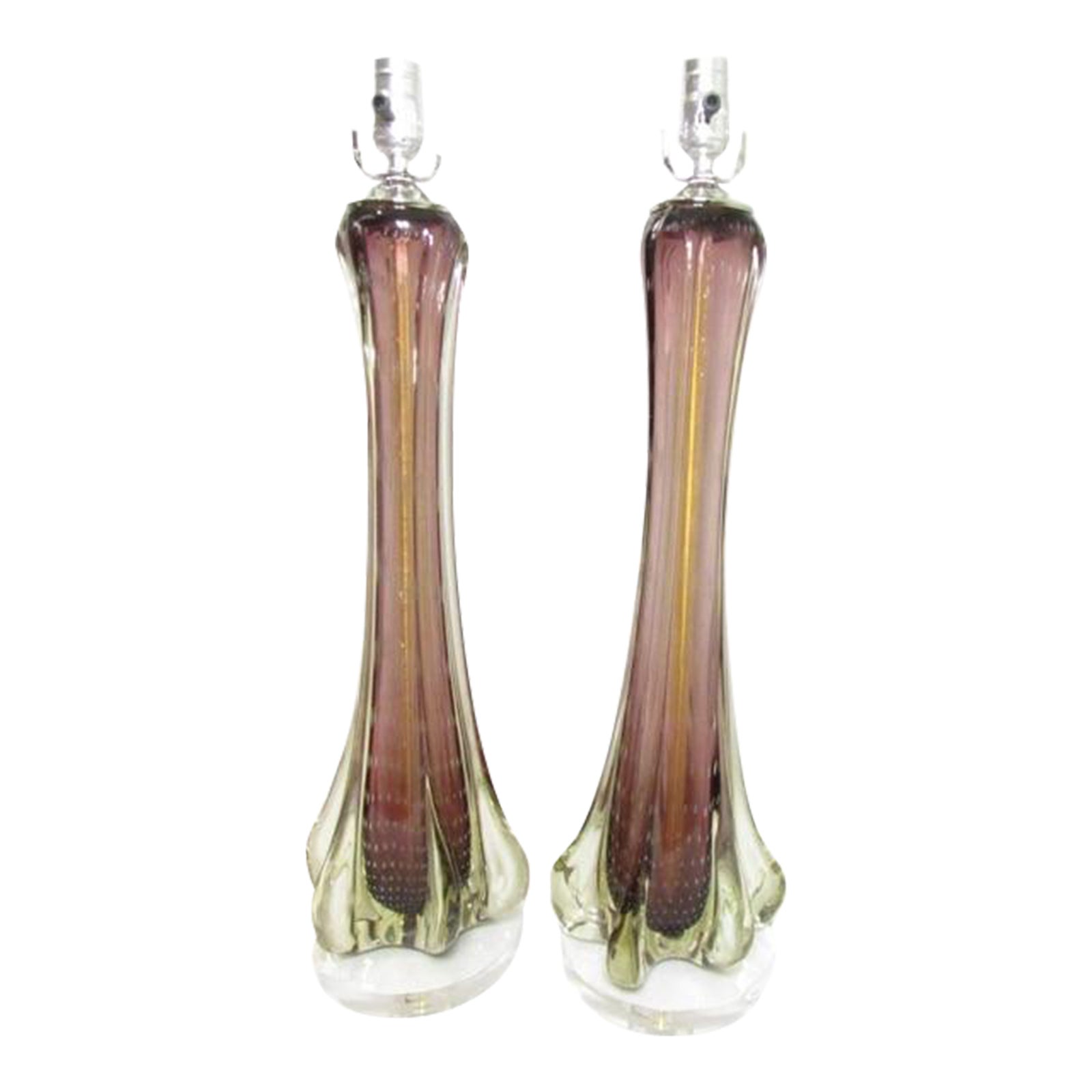 Pair of Tall Italian Murano Lamps | Chairish