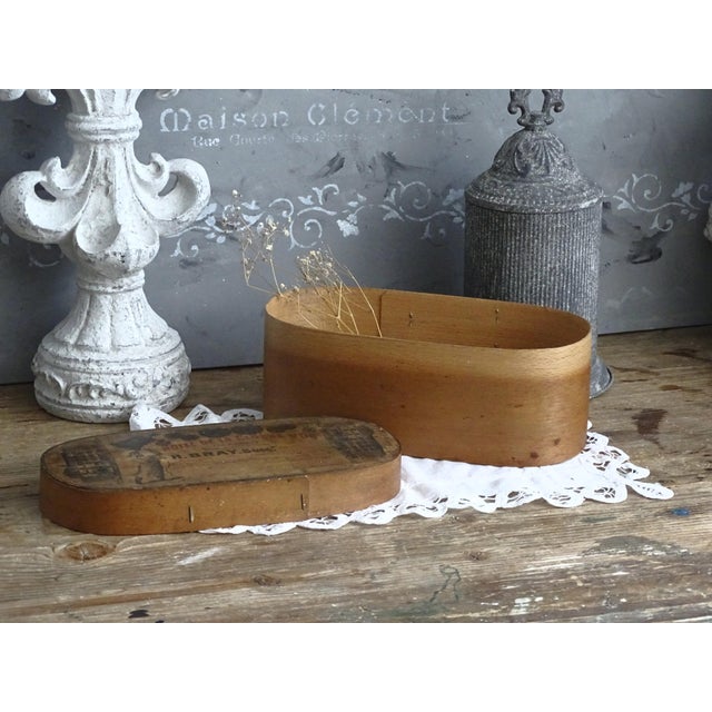 Early 20th Century Antique French Wood Advertising Tine Box | Chairish