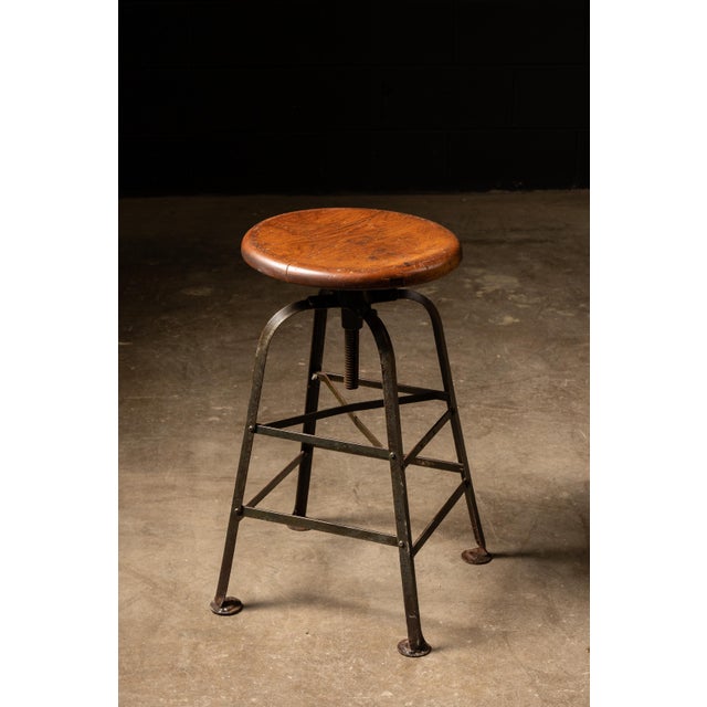 Circa 1930 Industrial Steel Machinist Stool | Chairish