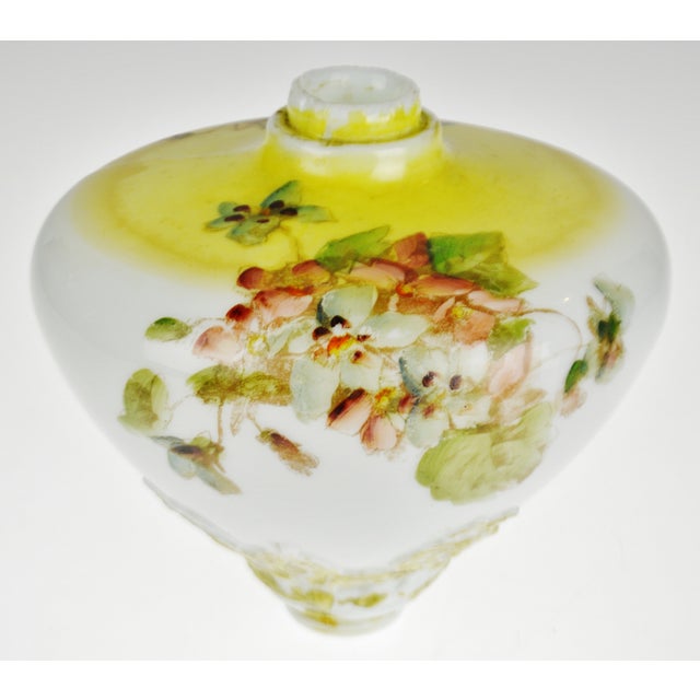 Vintage Hand Painted Milk Glass Floral Design Lamp Body | Chairish