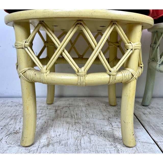 Vintage Ficks Reed Rattan Swivel Stools- a Pair | Chairish