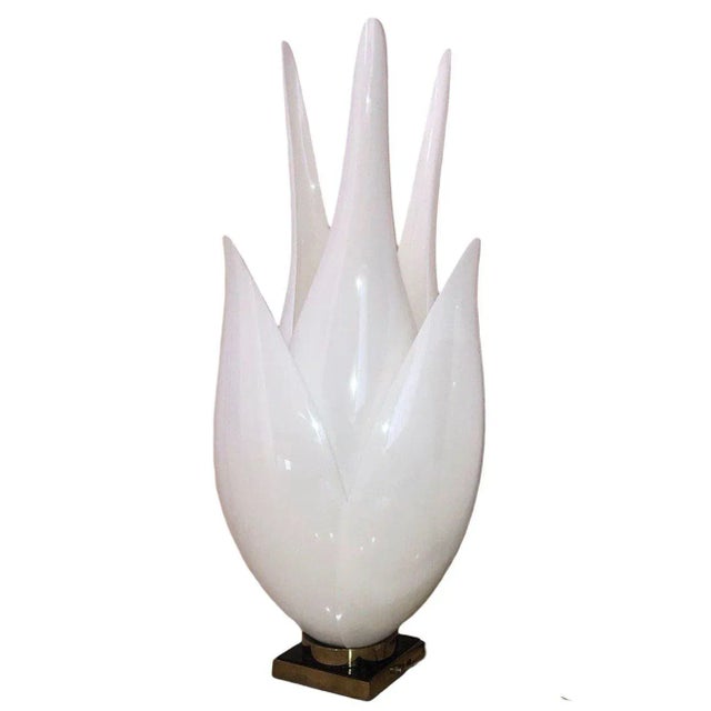 Large 1970s Acrylic and Brass Floriform Tulip Lamp by Rougier | Chairish