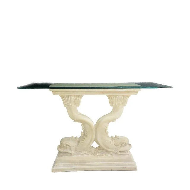 1980s Hollywood Regency Koi Fish Console Table With Glass Top | Chairish