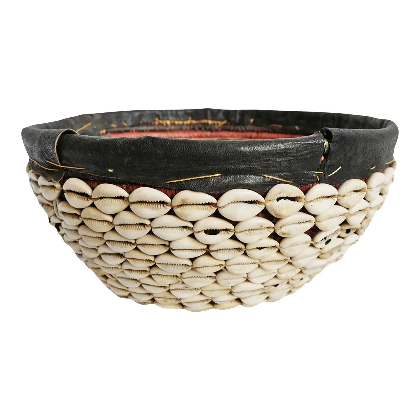 Vintage Cowry Shell Basket | Chairish