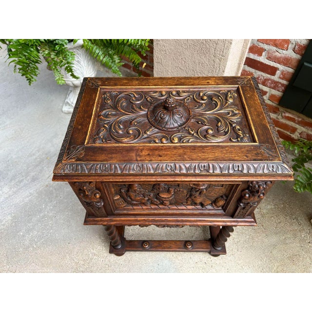 Antique French Renaissance Chest Box on Stand Breton Brittany Oak ...