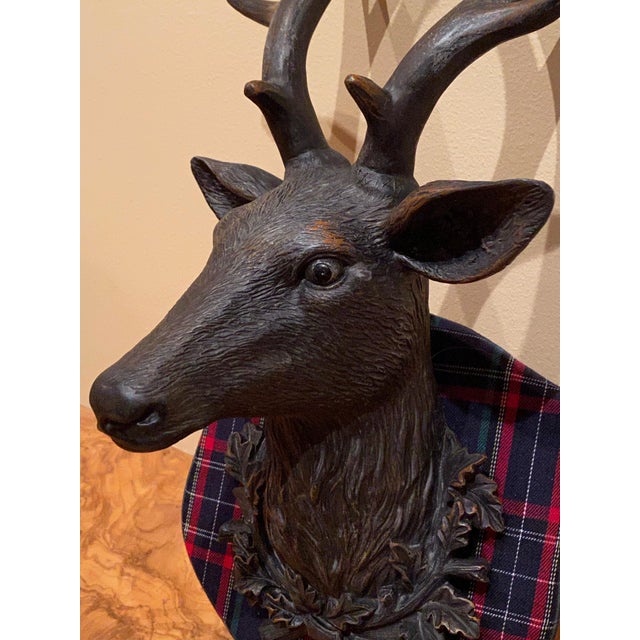 Contemporary Deer Buck Head 8 Point Antlers Wall Plaque on Plaid Fabric ...