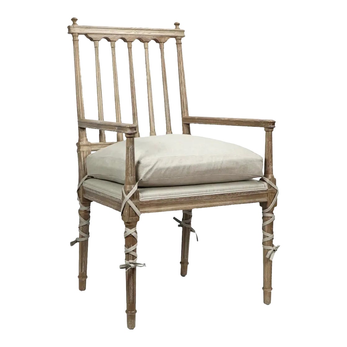 Matthew Izzo Home Barnaby Dining Arm Chairs With Elegant Cushion Ties | Chairish