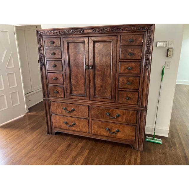 Mid 20th Century Henredon Armoire Wardrobe Entertainment Center | Chairish