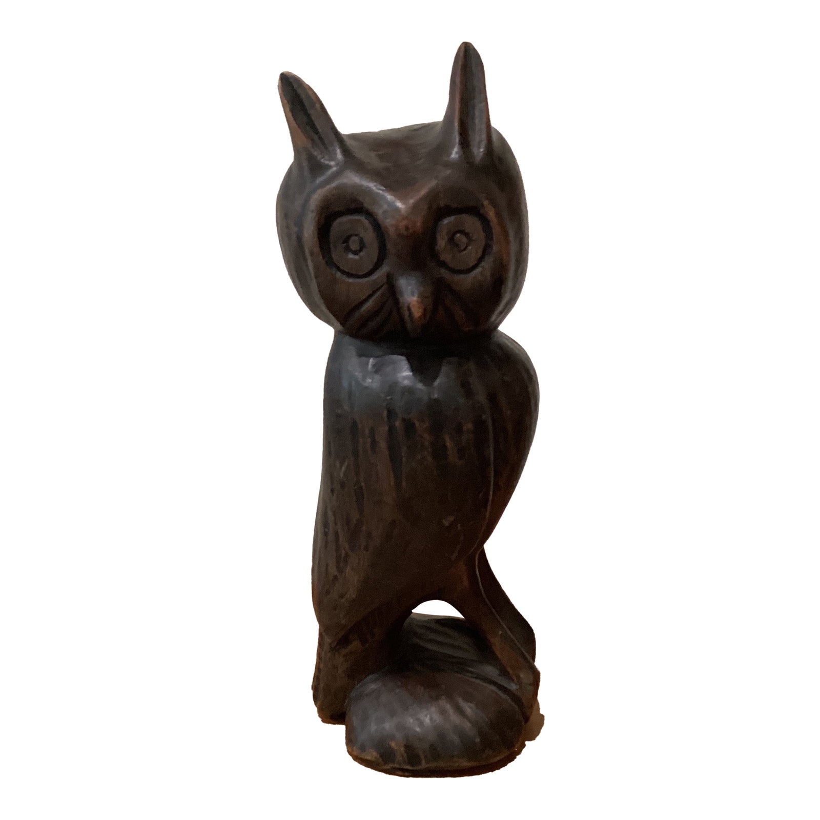Vintage Folk Art Hand-Crafted Solid Teak Wood Owl Statue by Peter Nish ...