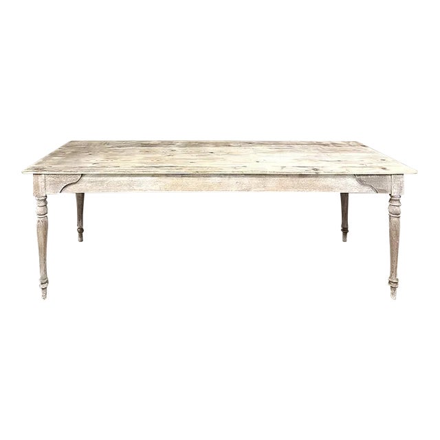 Antique Rustic Country French Whitewashed Dining Table | Chairish