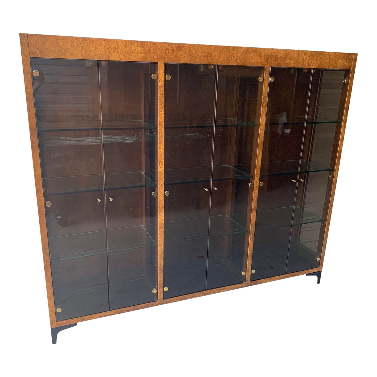 1960s Mid Century Modern Olive Burl Bookcase | Chairish