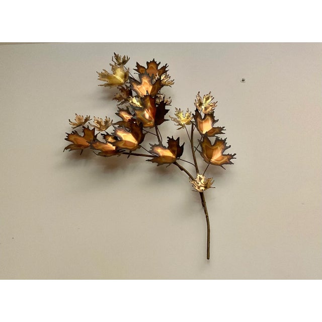 C Jere’ Large Mid Century Modern Maple Leaf Brass Copper Wall Sculpture ...
