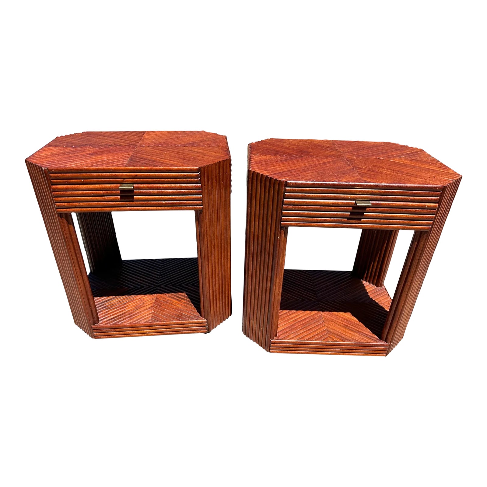 Vintage 1975 Split Bamboo Side Tables-A Pair | Chairish