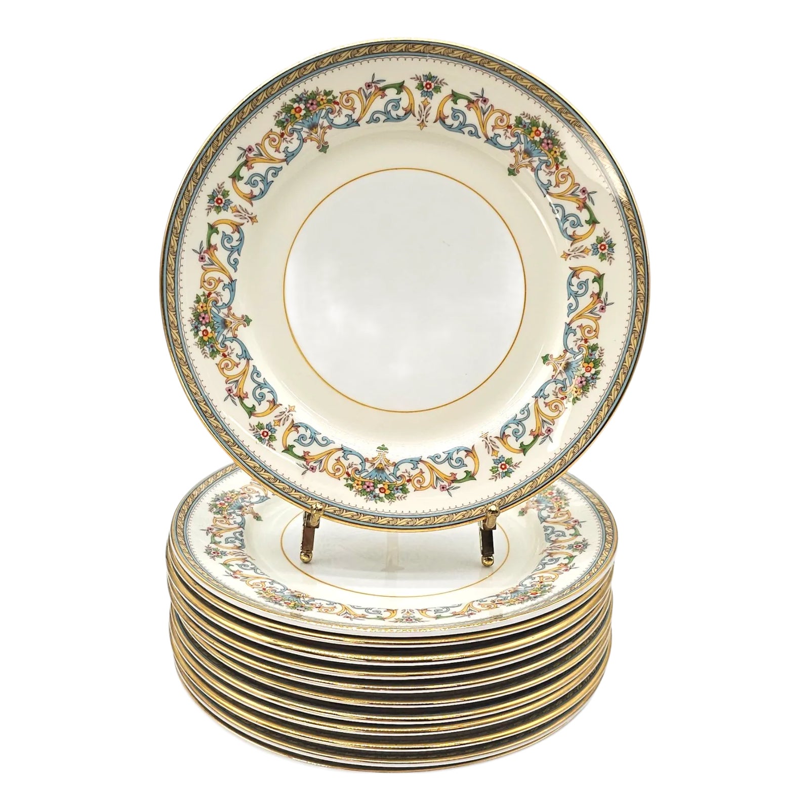 Set of 12 Aynsley Henley Salad Plates – English Bone China With Gilded ...