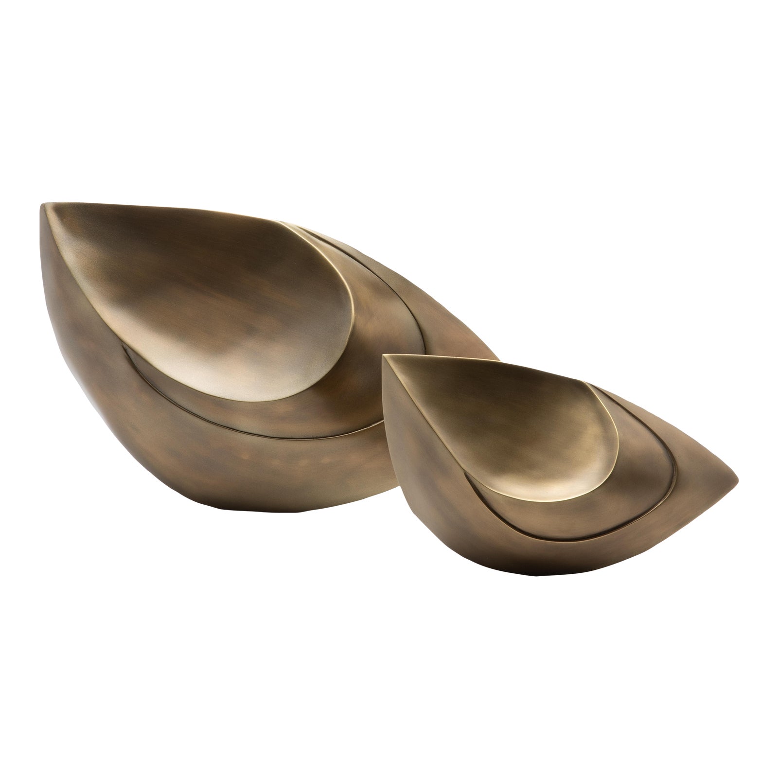 Pair of Modern Abstract Sculptures in Bronze Patina Brass by Patrick ...