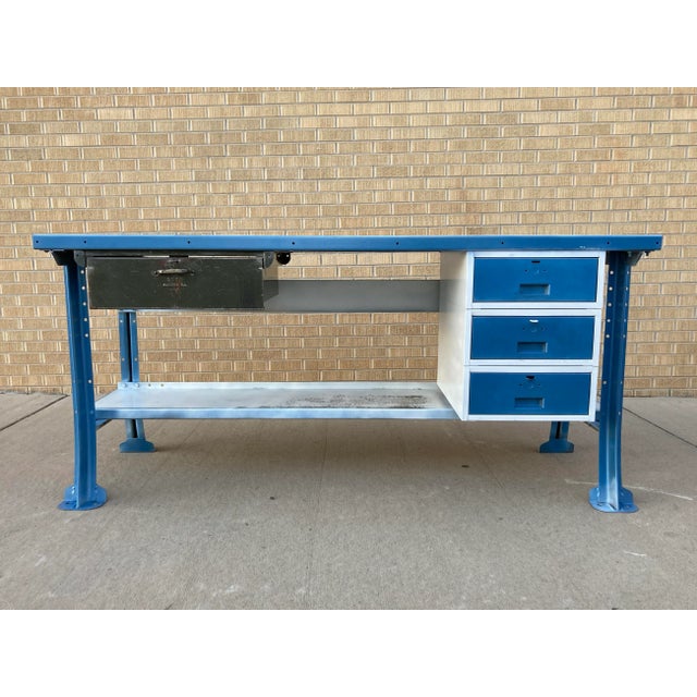 Industrial American Steel Work Table Desk From Lyon Metals Circa 1940s ...