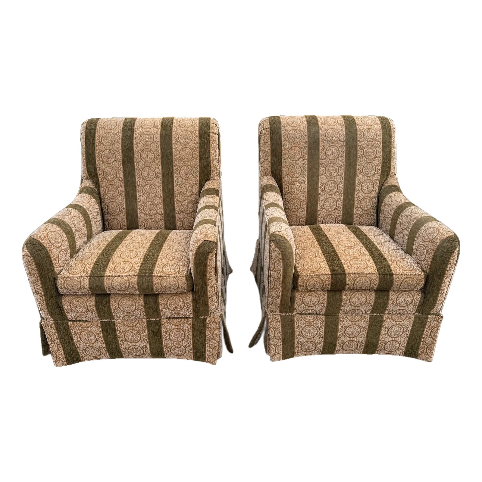 Custom Rolled Arm Club Chairs - A Pair | Chairish