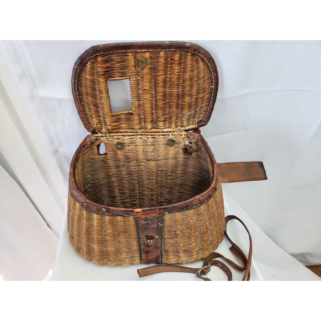 Antique American 1900s Split Reed Fishing Creel | Chairish