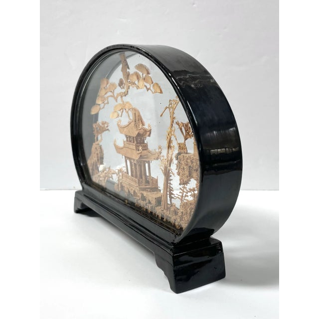 Mid 20th Century Vintage Chinese Cork Carving Pagoda Landscape Diorama ...