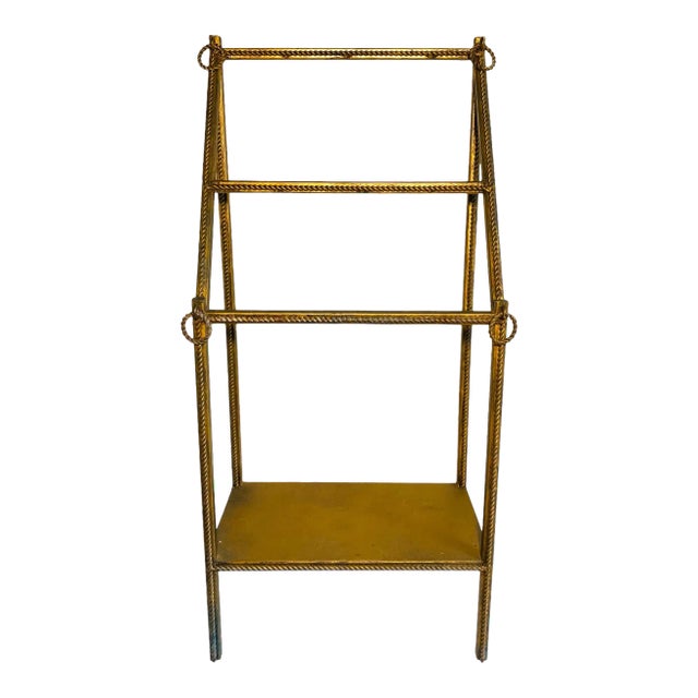 1970’s Hollywood Regency Gold Braided Gilt Iron Towel Rack | Chairish