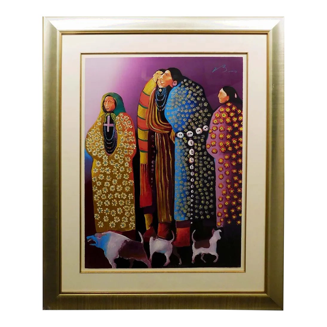 Earl Biss "Jeering the Dog Eaters" Serigraph on Paper Framed Hand ...