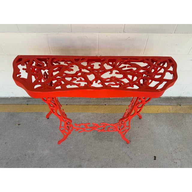 Currey & Co. Modern Coral Metal Console Table | Chairish