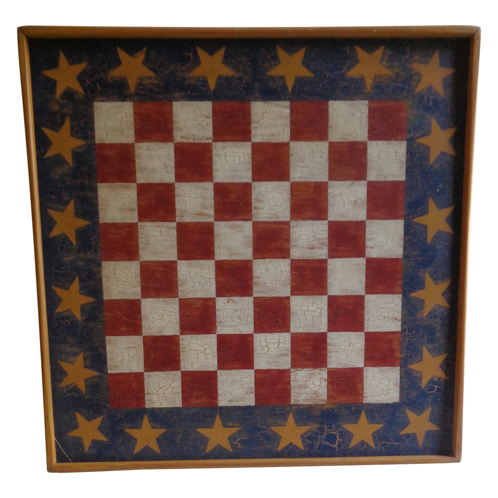 Vintage Handmade Painted Checkers Board or Serving Tray, Pennsylvania ...