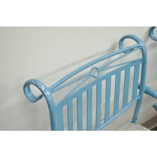 Vintage Hollywood Regency X-Form Blue Iron Curule Directors Armchairs ...