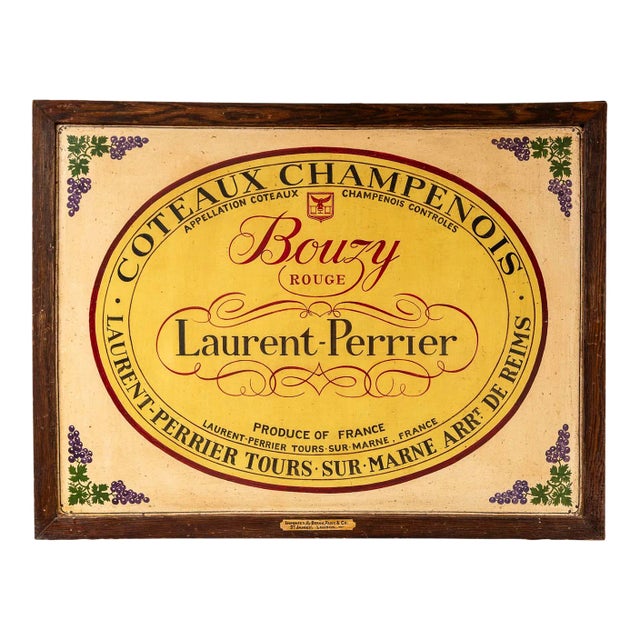 Vintage Laurent-Perrier Wine Advertising Sign, Circa 1930's | Chairish