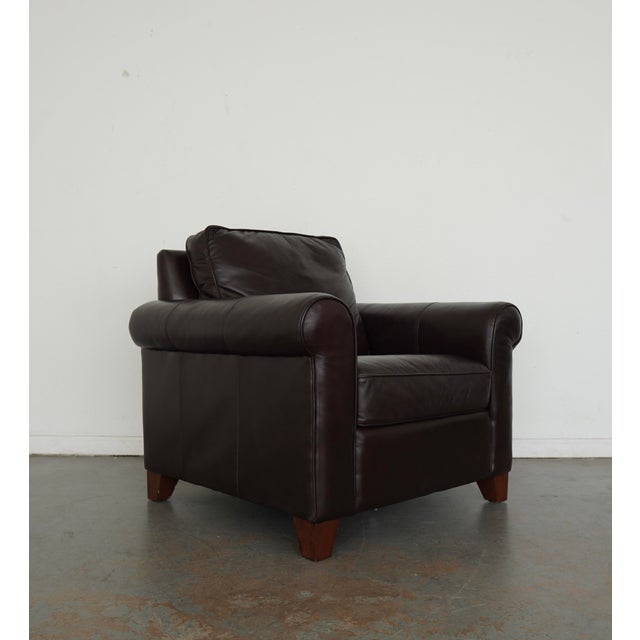 Pottery Barn Cameron Roll Arm Leather Chair | Chairish