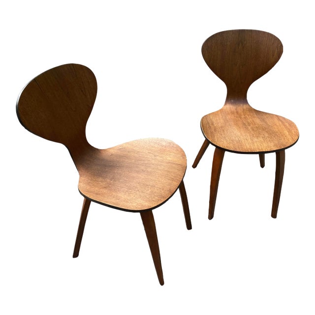Mid-20th Century Norman Cherner Style Bent Plywood Chairs - a Pair ...