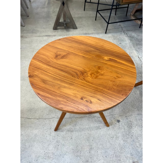Round Teak Side Tables - a Pair | Chairish