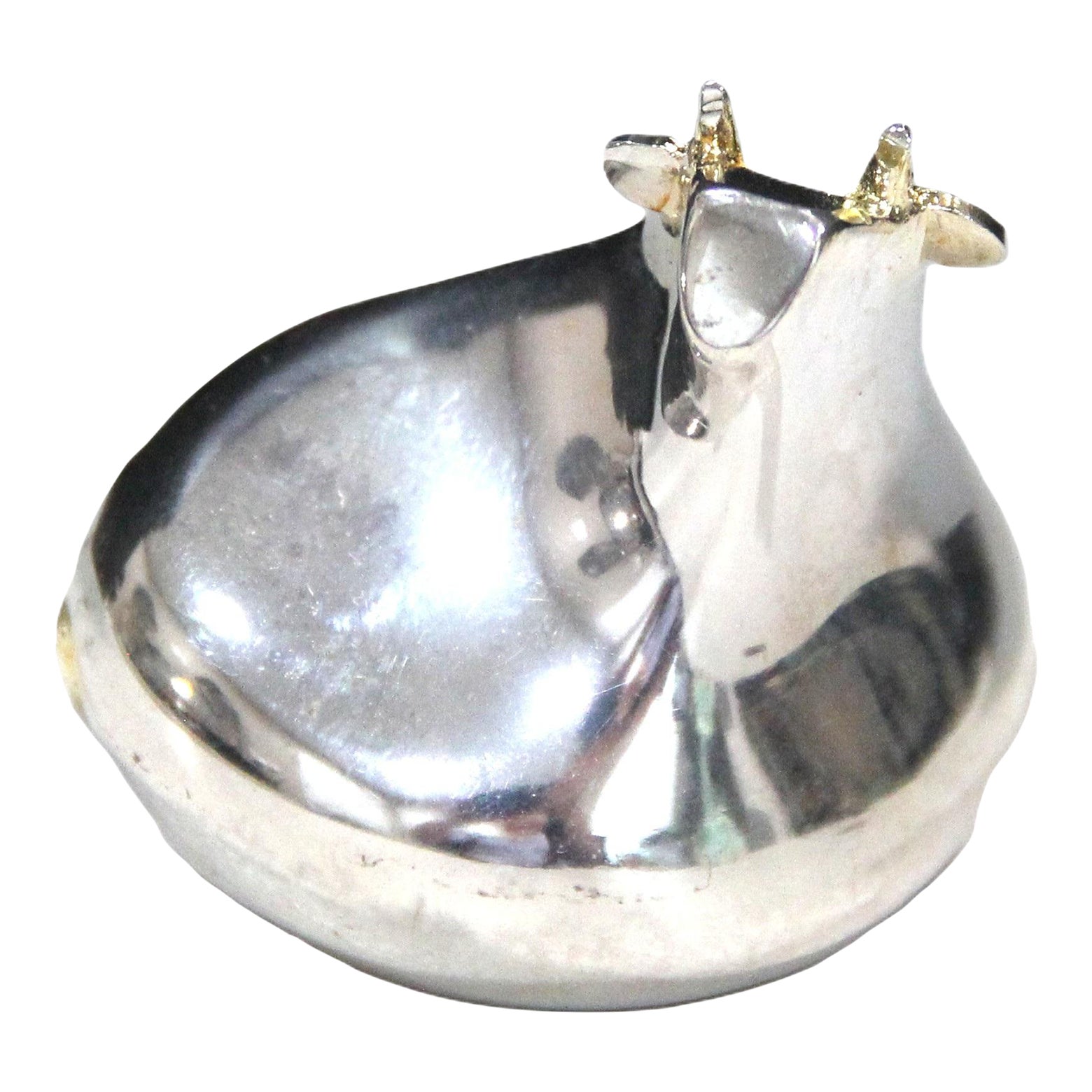Dansk Mid Century Modern Silverplate Bull Paperweight | Chairish