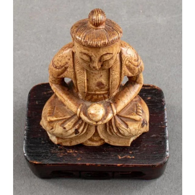 Japanese Carved Jade Buddha Sculpture | Chairish