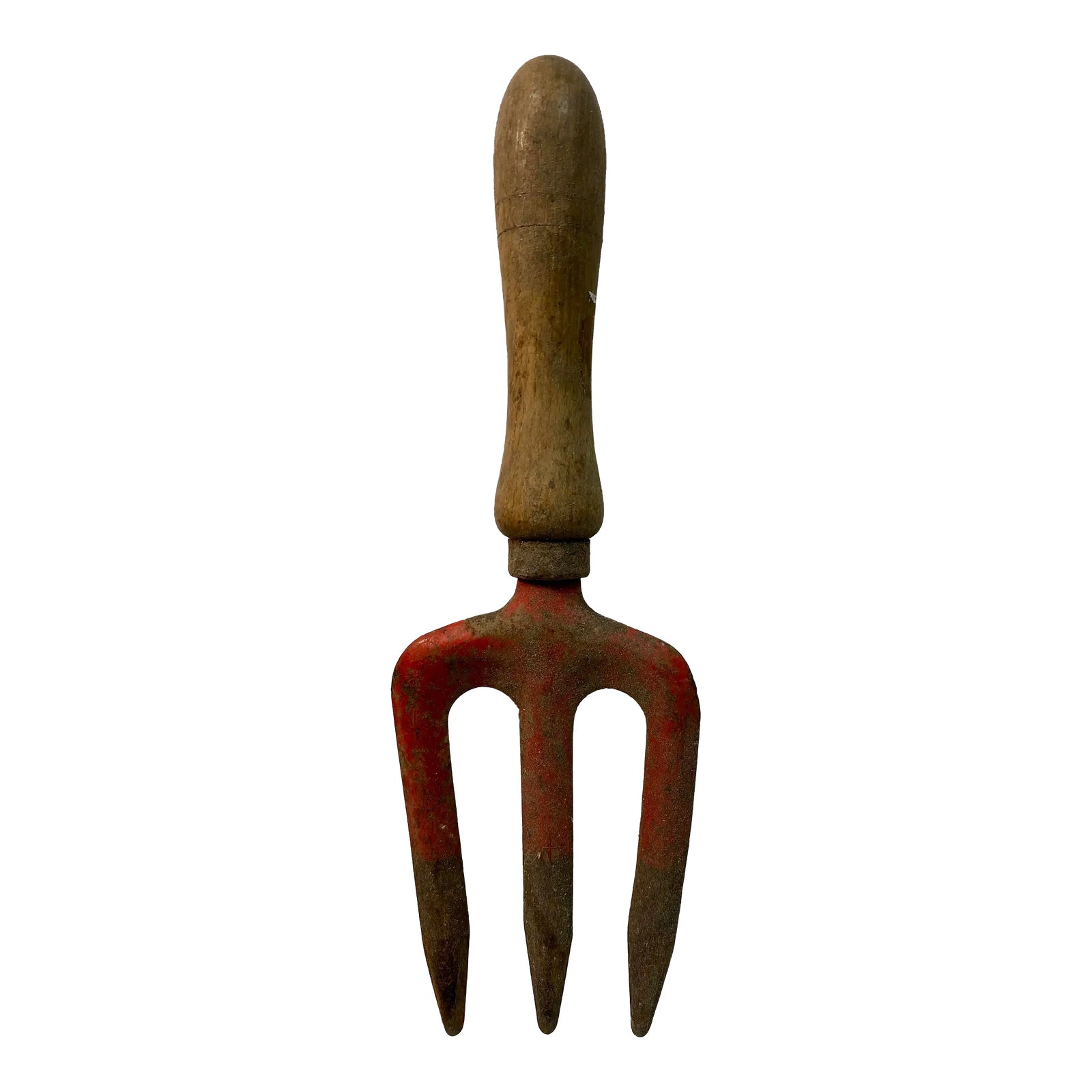 Vintage Small Red Metal Garden Fork With Wooden Handle From England ...