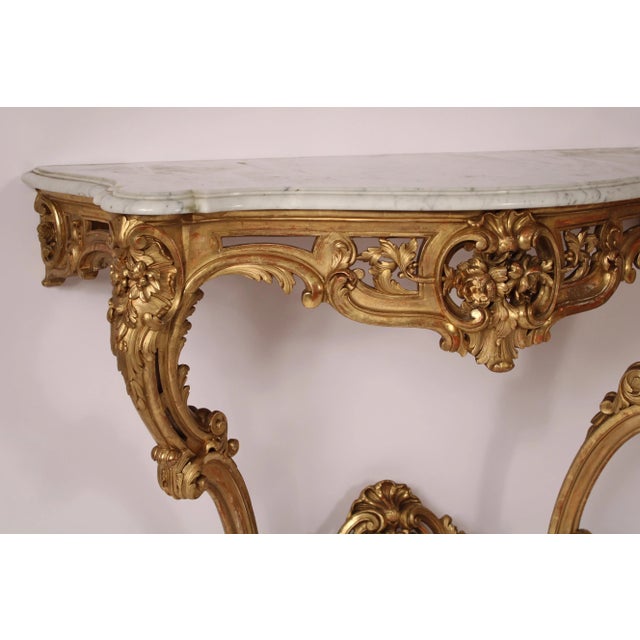 Antique Louis XV Style Gilt Wood (Gold Leaf) Console Table | Chairish