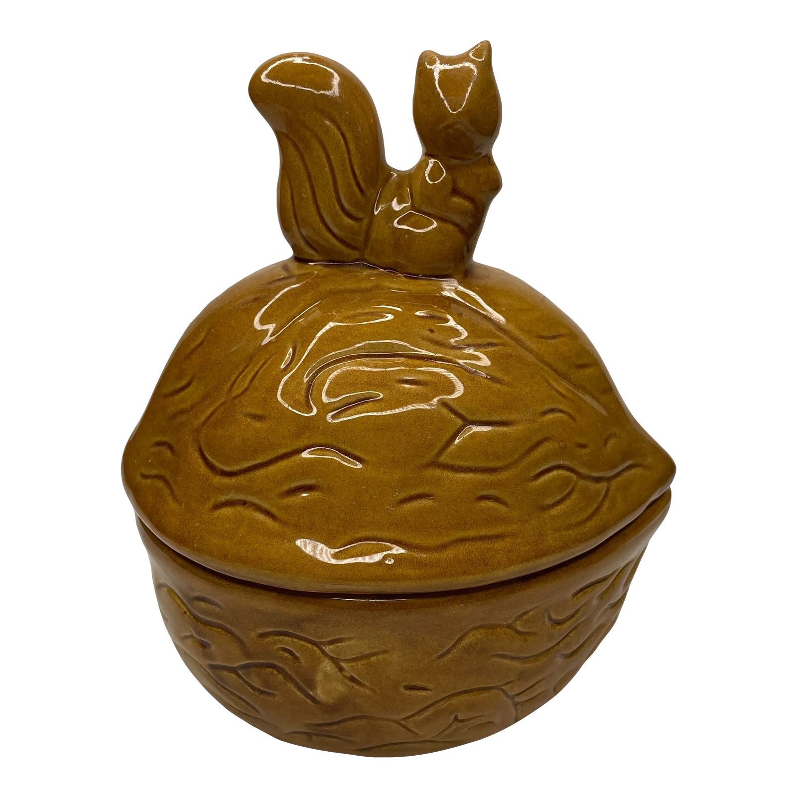Ceramic Squirrel on Acorn Candy Dish With Lid- 2 Pieces | Chairish