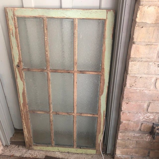 1950s Green Paint Slag Glass Window | Chairish