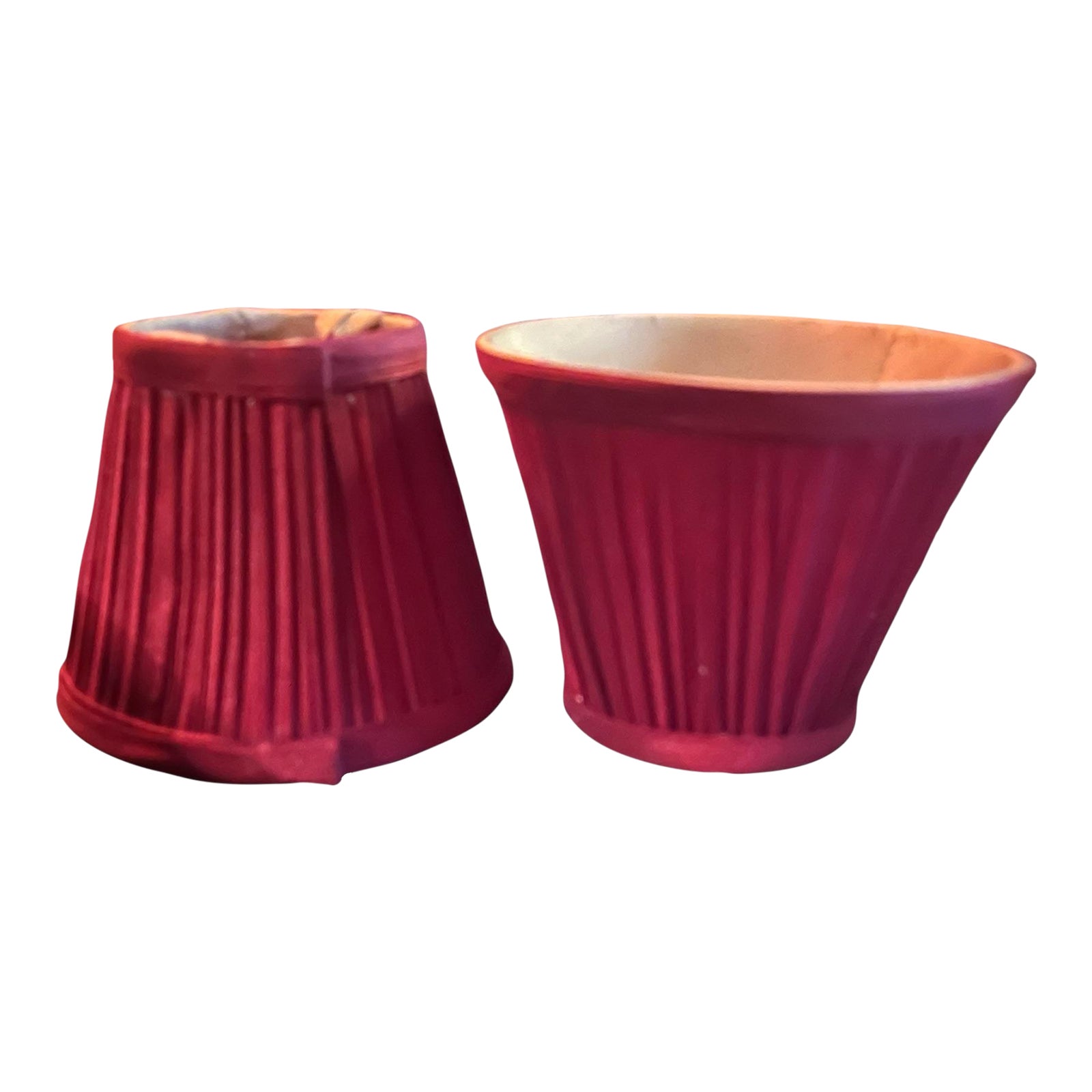 Period 1980s Matching Maroon or Burgundy Silk Mini Lamp Shades | Chairish