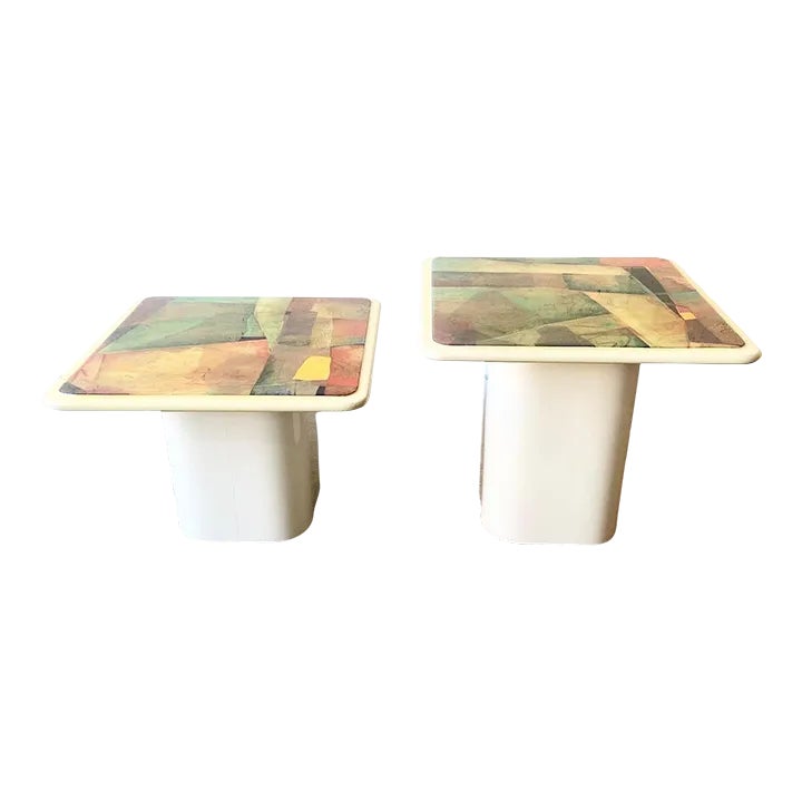 Postmodern Multicolor Top Cream Mushroom Side Tables | Chairish