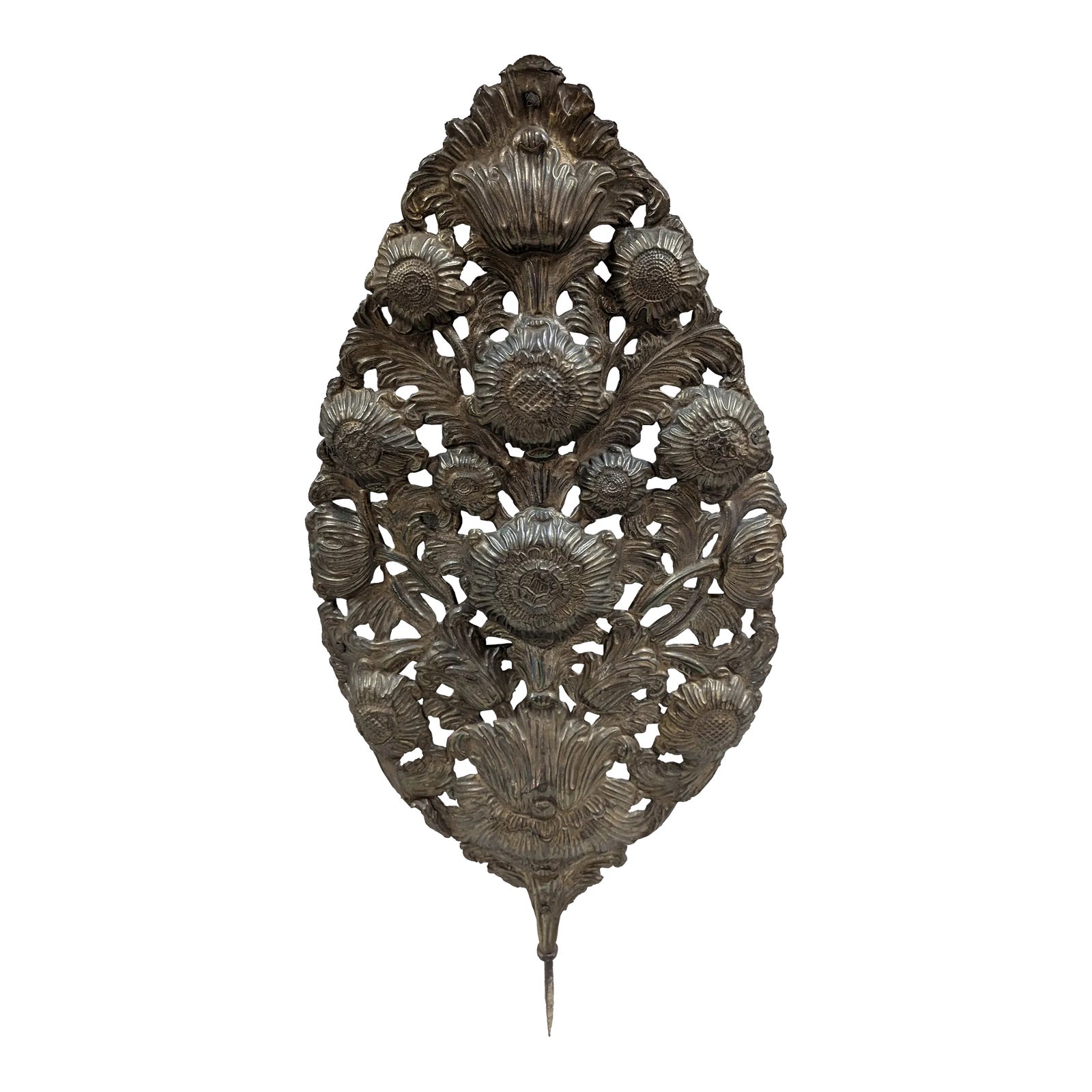Early 18th Century Brass Repoussé Sconce Back, French | Chairish