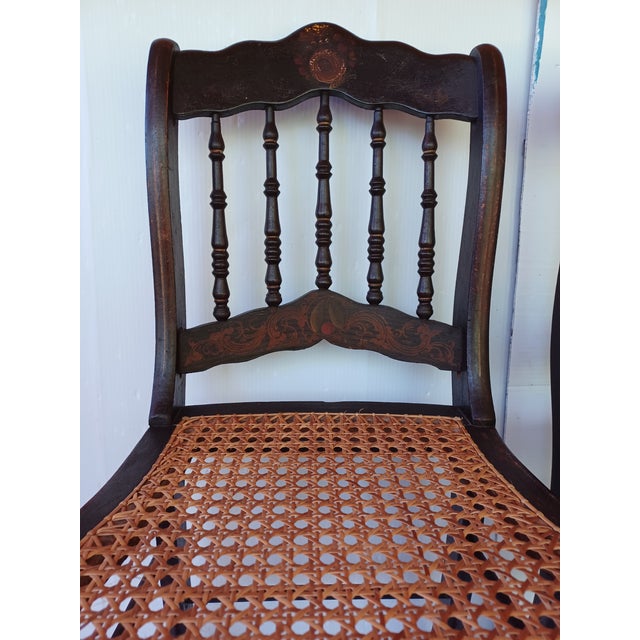 Mid 19th Century Hand Decorated Antique Cane Bottom Chairs - Set of 4 ...