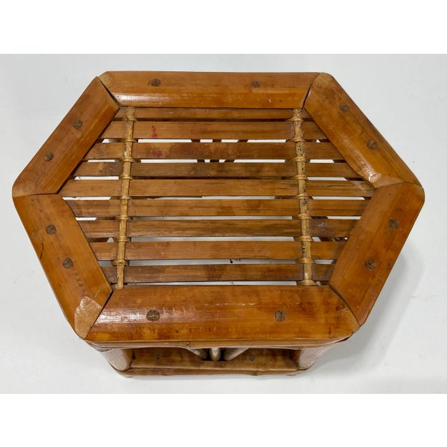 Vintage Scorched Bamboo Riser or Plant Stand | Chairish