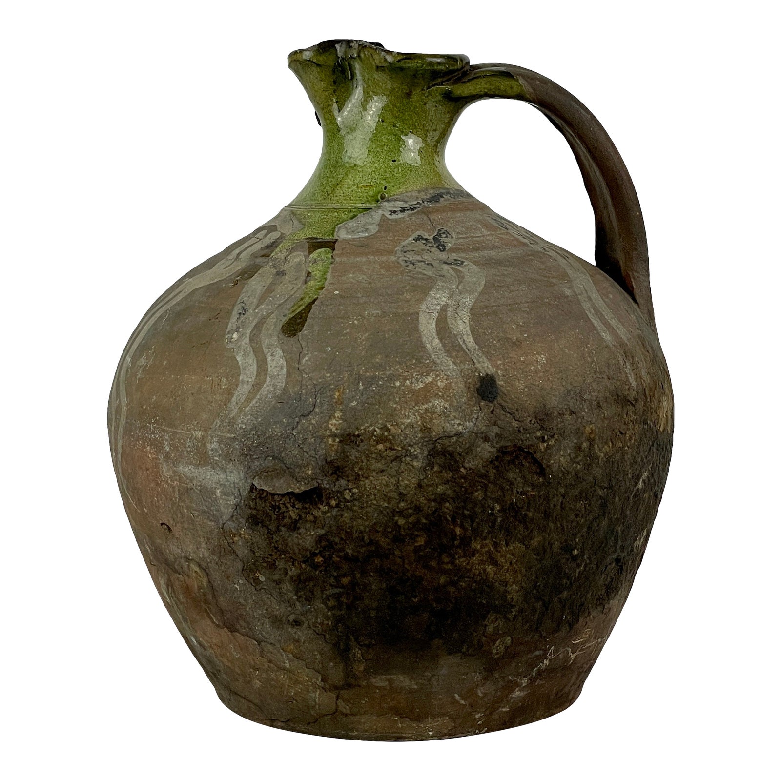 19th Century French Water Jug With Wiggly Illustration | Chairish